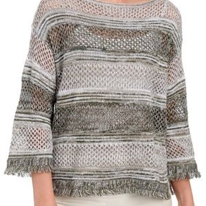 eight eight eight | Sweaters | Striped Fringed Sweater By Eight Womens ...